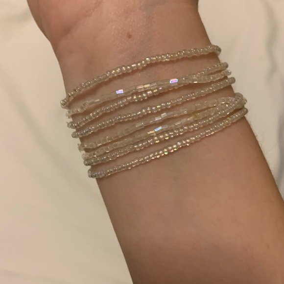 Jewelry | 8 Clear Bead Stretchy Bracelets | Poshmark